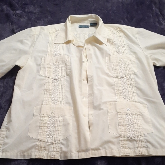 TropiCool | Shirts | Mens Cream Guayabera Shirt | Poshmark